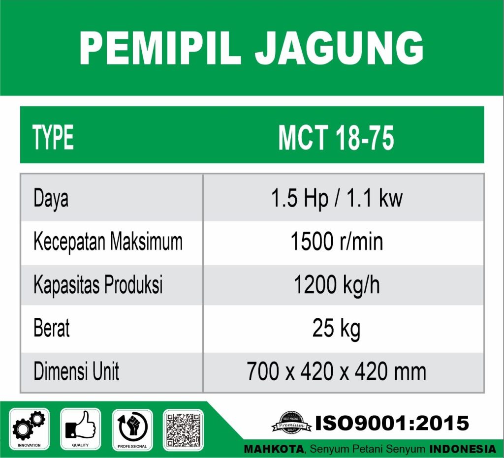 MCT 18-75 | CORN THRESHER | MESIN PEMIPIL JAGUNG | TIGON – KARYA DELITAMA