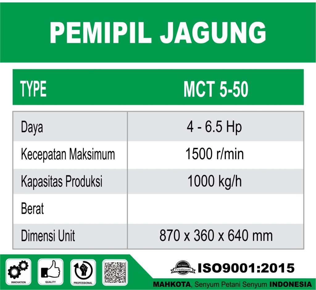 MCT 5-50 | CORN THRESHER | MESIN PEMIPIL JAGUNG | MAHKOTA – KARYA DELITAMA
