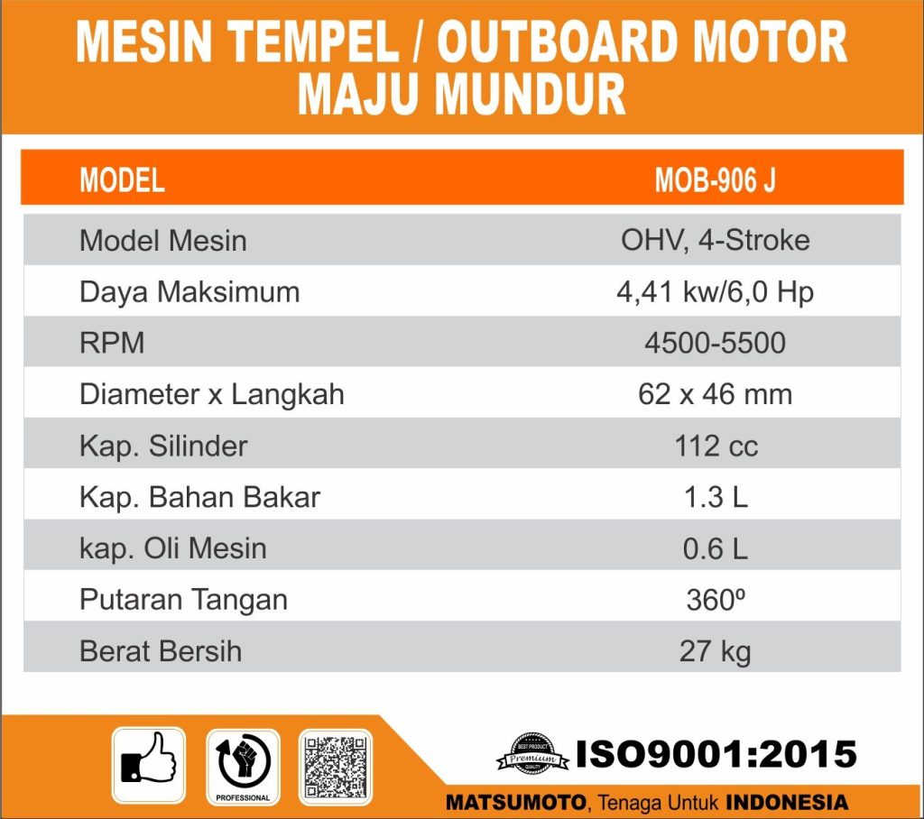 MOB-906 J | OUTBOARD JET SERIES | MESIN TEMPEL / OUTBOARD MOTOR MAJU ...