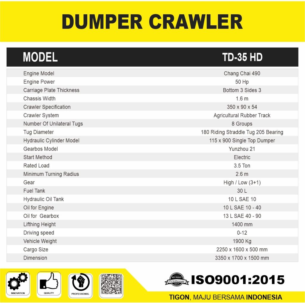 TD-35 HD | MINI DUMPER | DUMPER CRAWLER | TIGON – KARYA DELITAMA